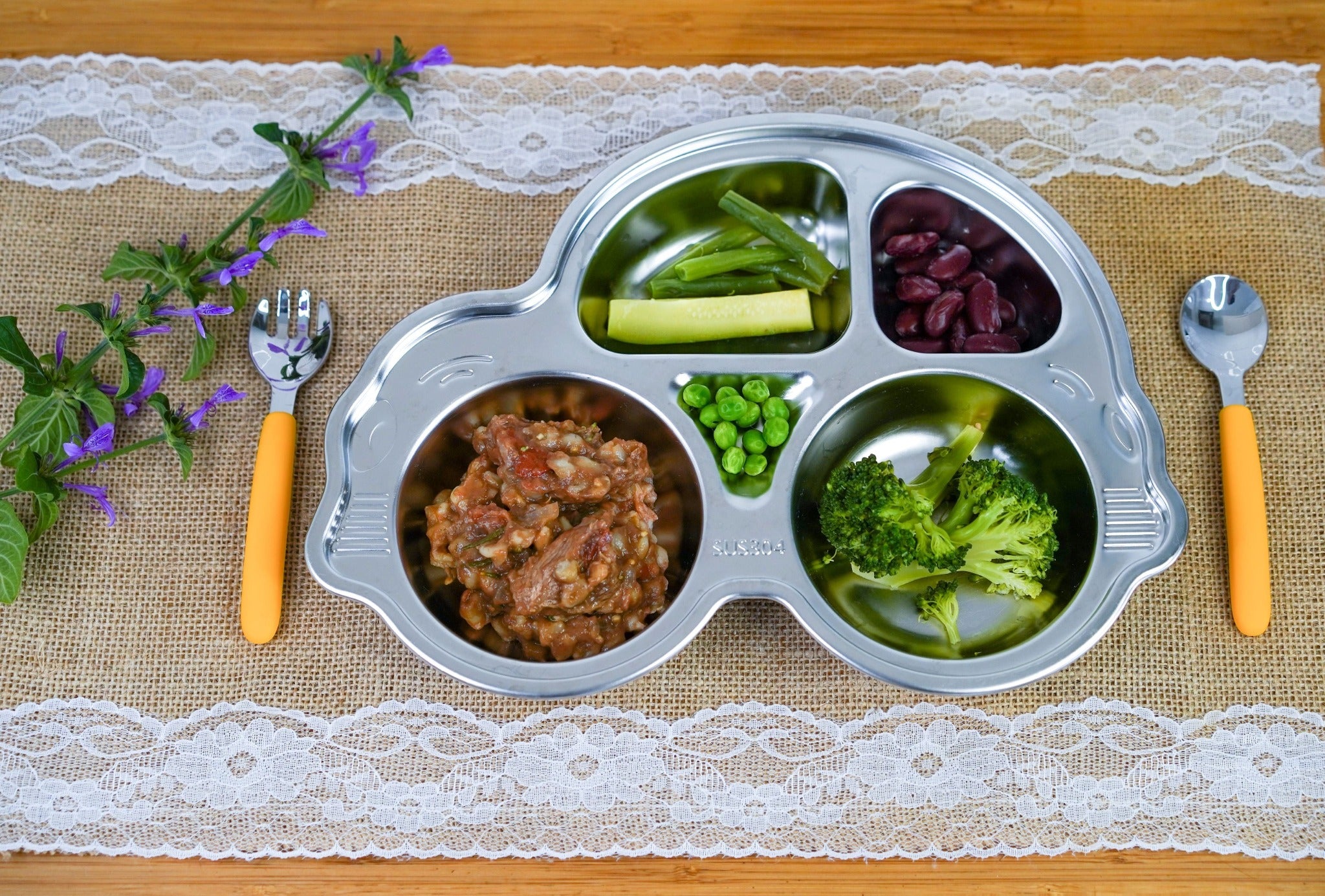 Stainless Steel Car Section Plate – Mindful Mealtime